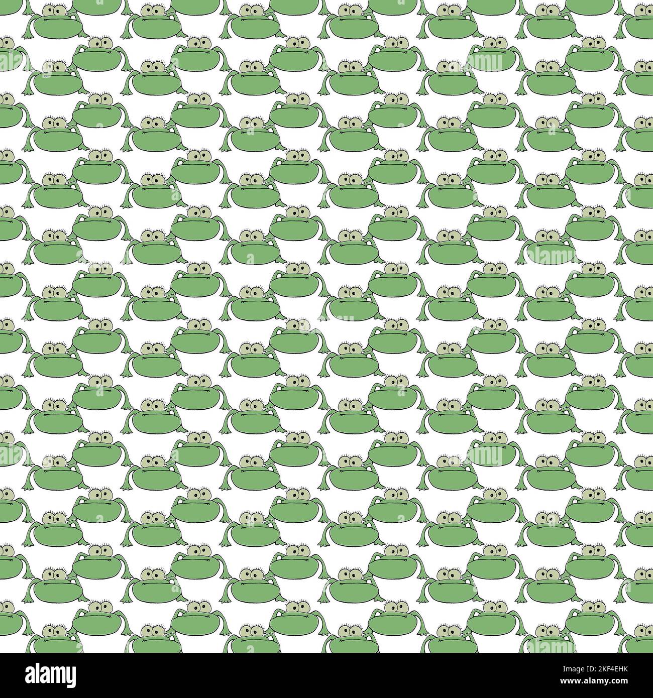 Funny frog cartoon drawing motif green color pattern Stock Photo - Alamy