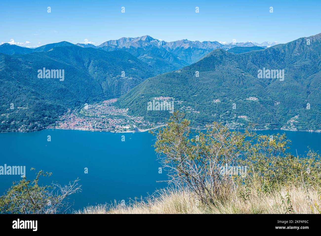 Aerial view of Lake Maggiore, Cannobio and the Cannobina Valley ...
