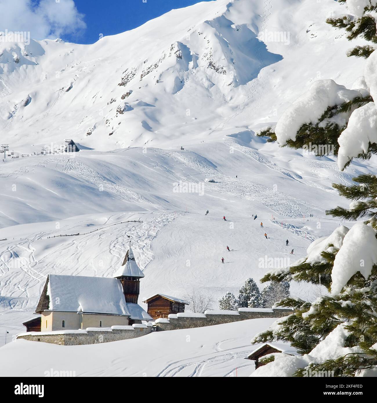 Schweiz, Arosa, Winterlandschaft, Hütten, Haus, Häuser, Kirche ...