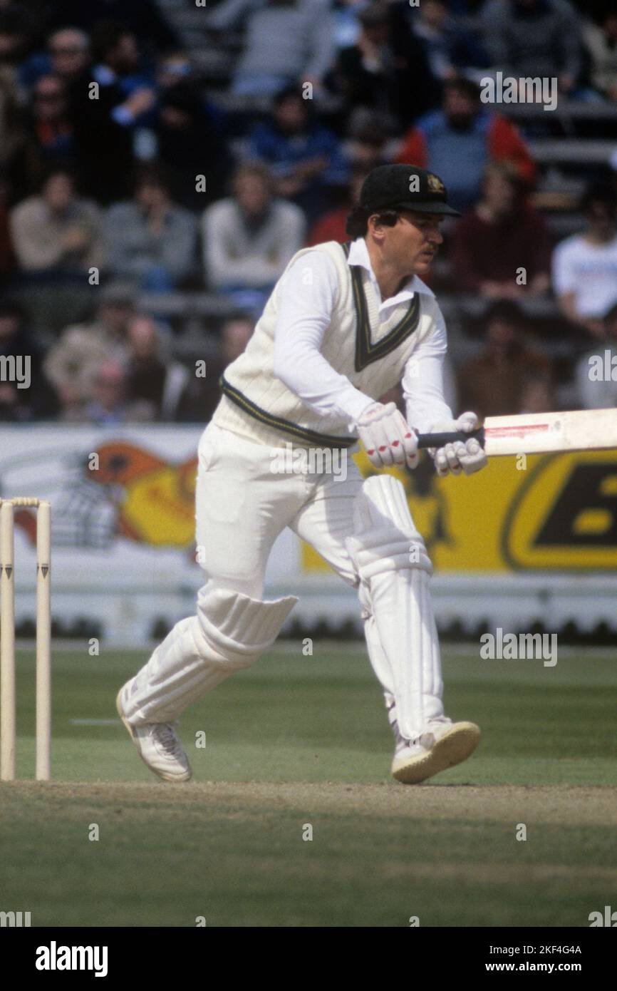 Alan Border, batting for Australia, making 17 runs before being run-out ...