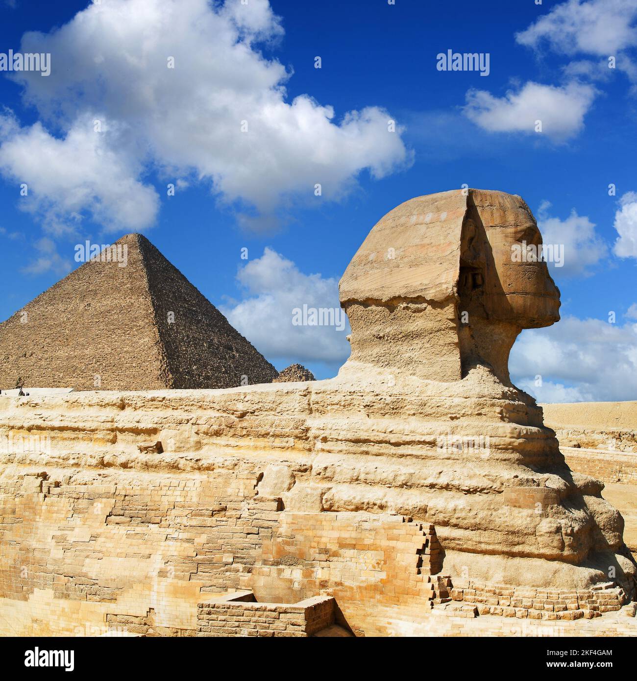 Die Sphinx, Fabelwesen, Löwe mit Menschenkopf, Gizeh, Ägypten Stock ...