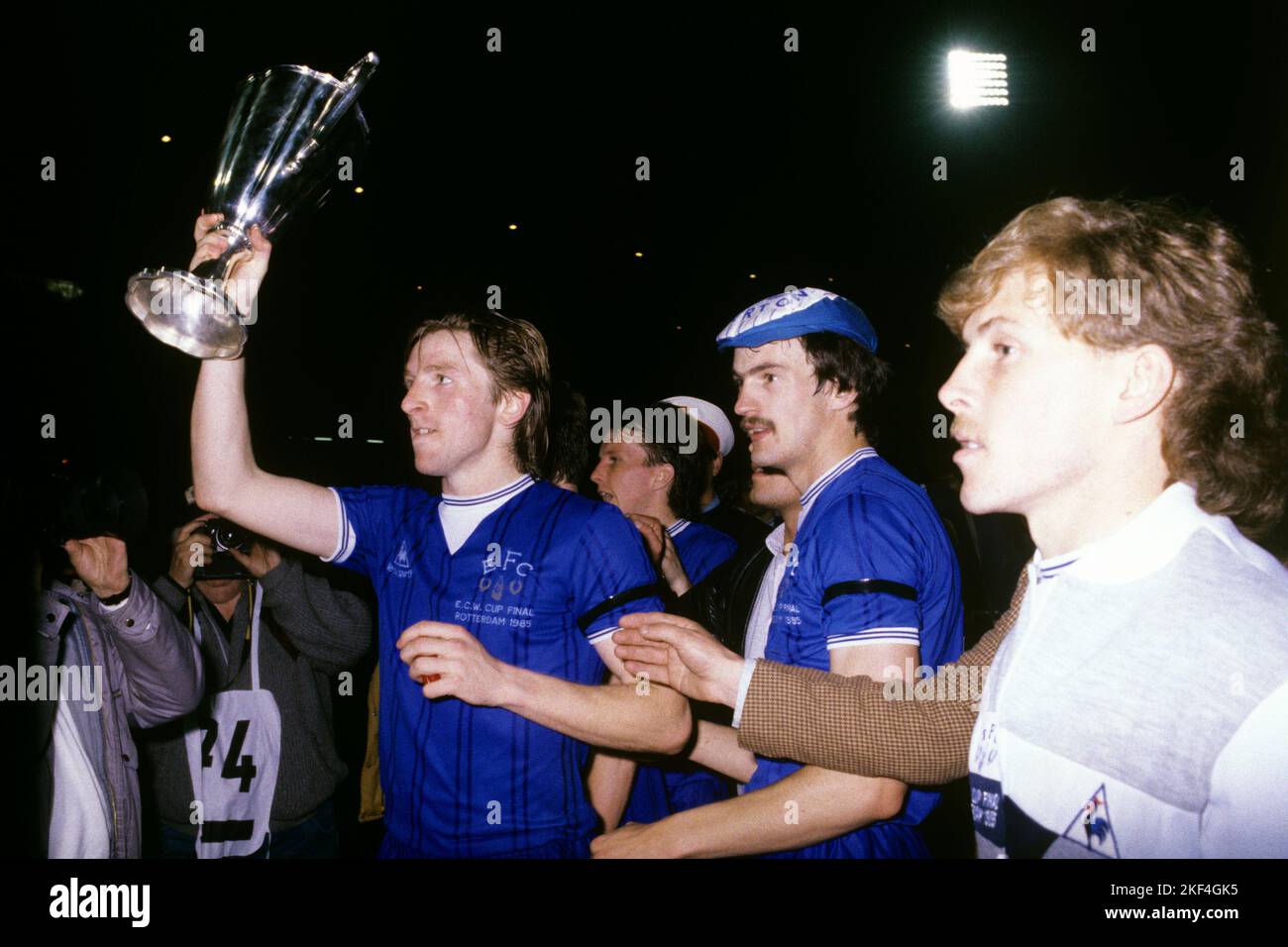 Gary Stevens lifts the European Cup Winners Cup as he celebrates with ...