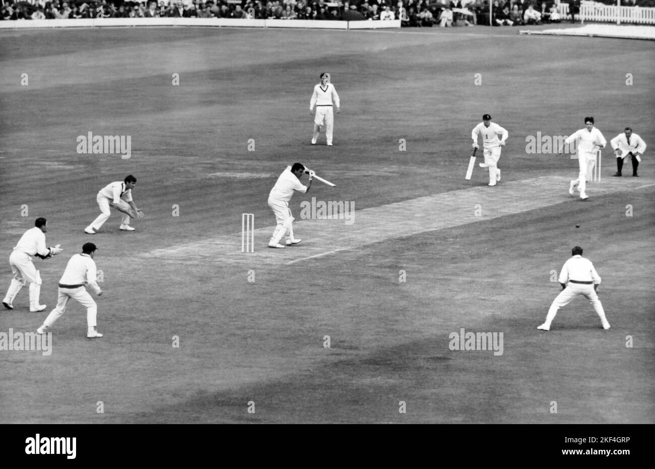 Colin Milburn, England, pushes a ball by Alan Connolly Stock Photo - Alamy