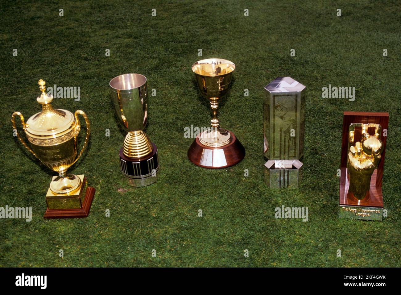 A selection of Lancashire's trophies on display at their Old Trafford ...