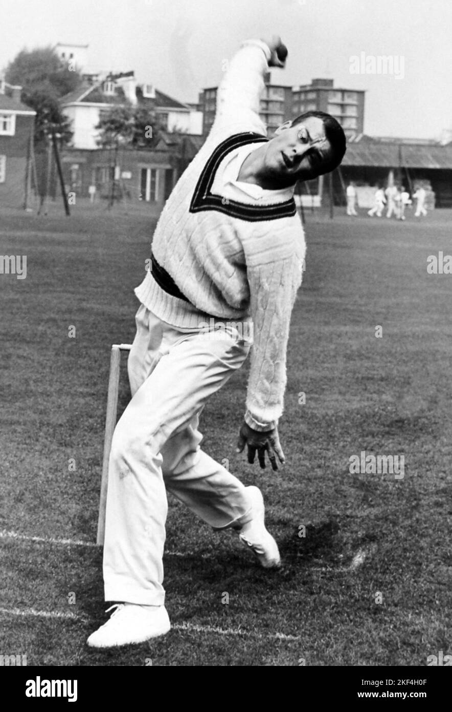 An action picture of Eric Freeman bowling Stock Photo - Alamy