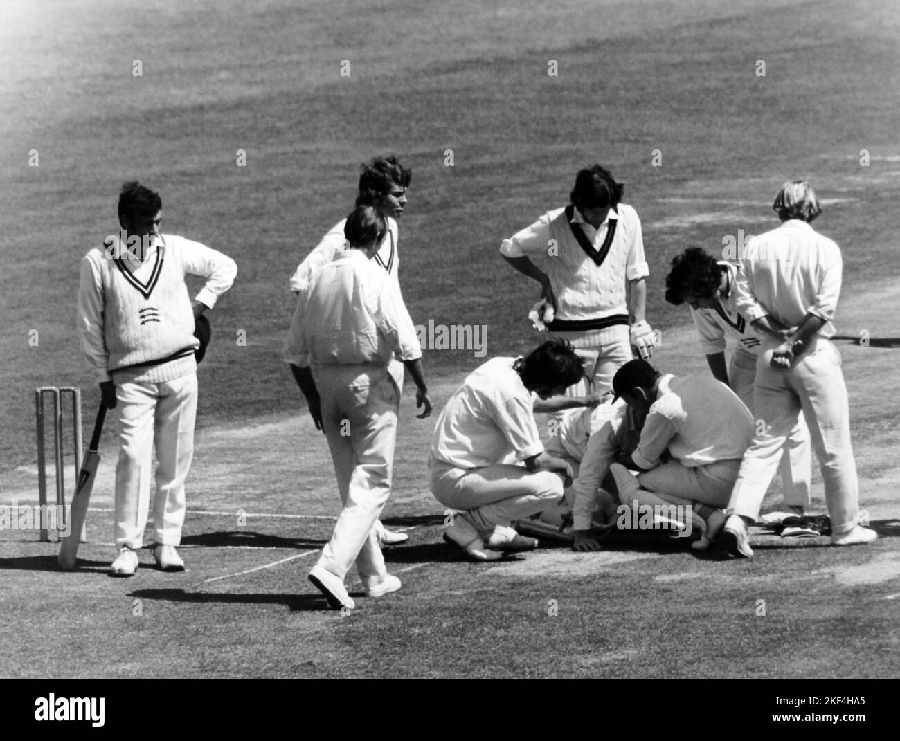 Barry Wood (Lancashire) is injured at Lords Stock Photo - Alamy