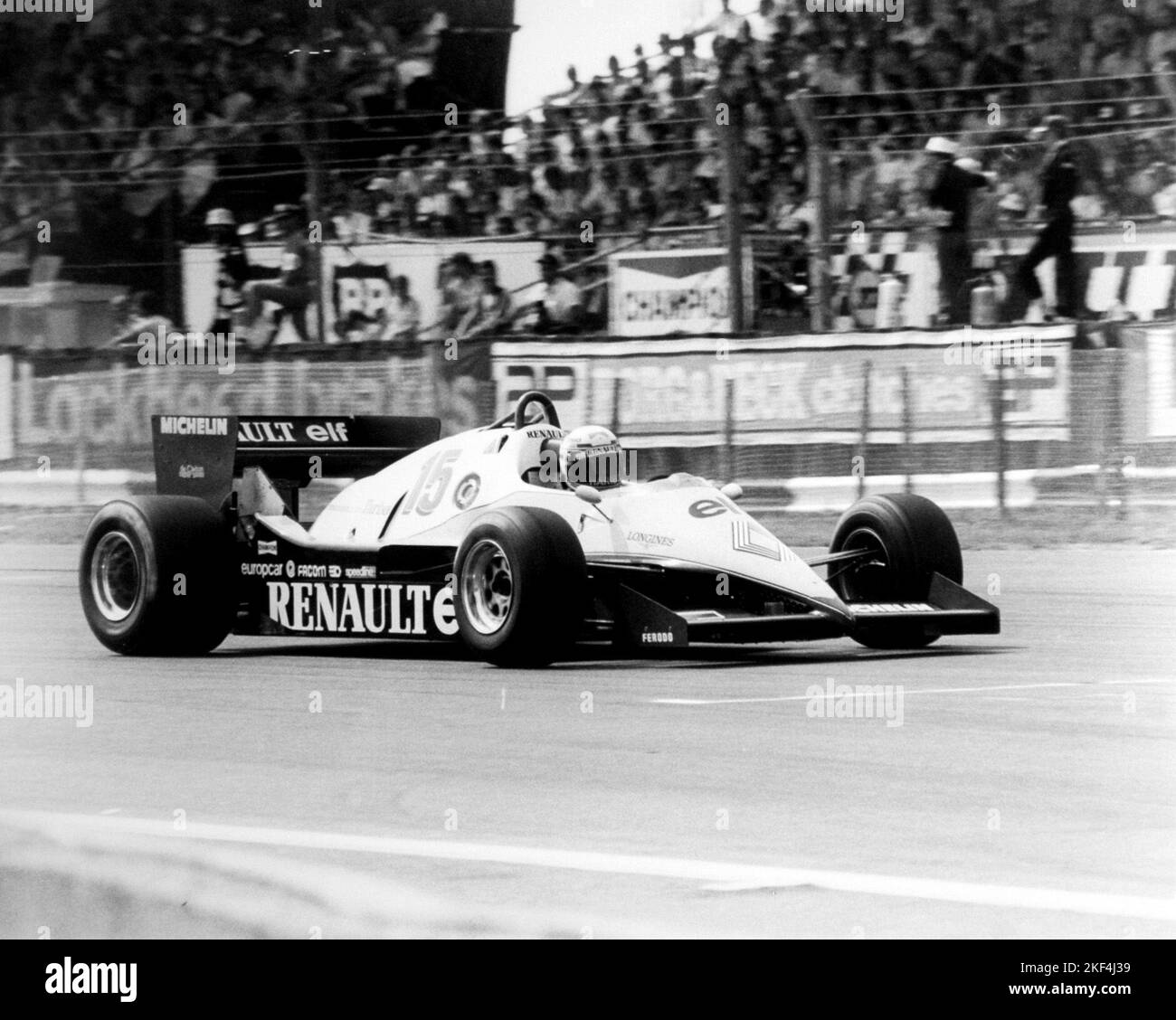 Alain Prost, winner of the 1983 British Grand Prix at Silverstone Stock ...