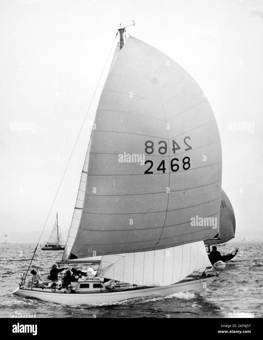 Prime Minister Edward Heath on his yacht "Morning Cloud" during the ...