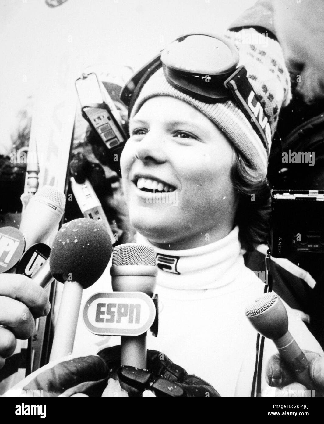 Debbie Armstrong (USA) after winning the Giant Slalom at the 1984 ...