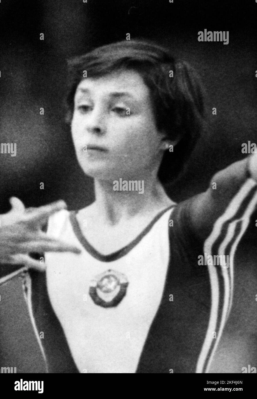 Russian gymnast Mariya Filatova at the 1980 Moscow Games Stock Photo ...