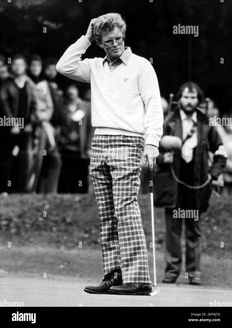 Tom Kite on the 4th green unable to believe his luck as his ball just ...