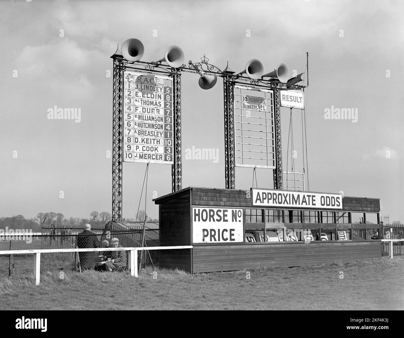 A view of the Kempton Park course showing the indicator board of ...