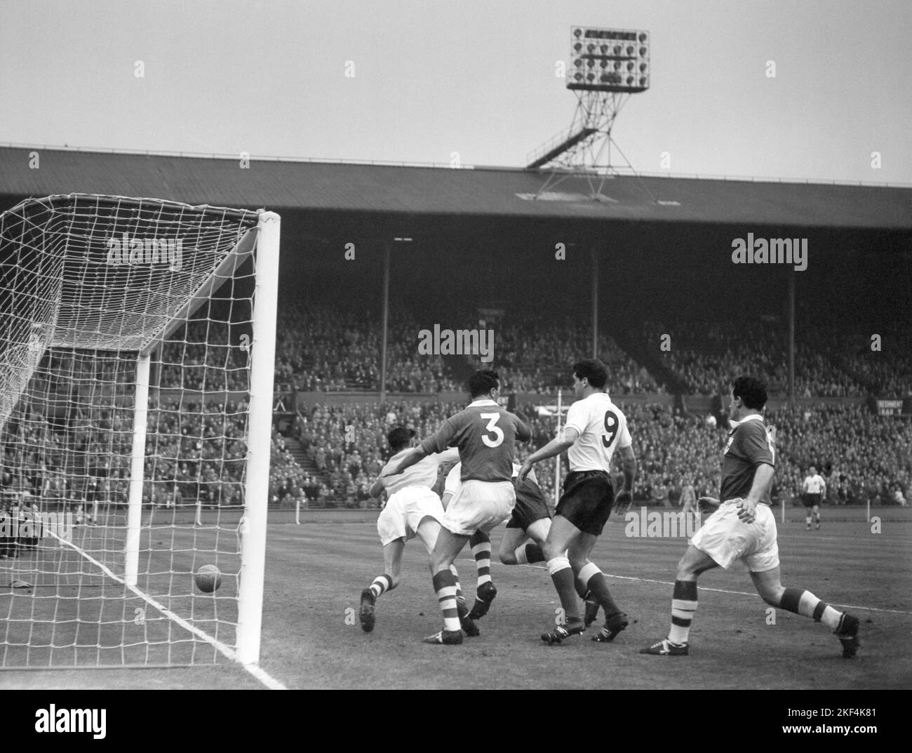John Atyeo (hidden) scores England's third goal of the game past ...