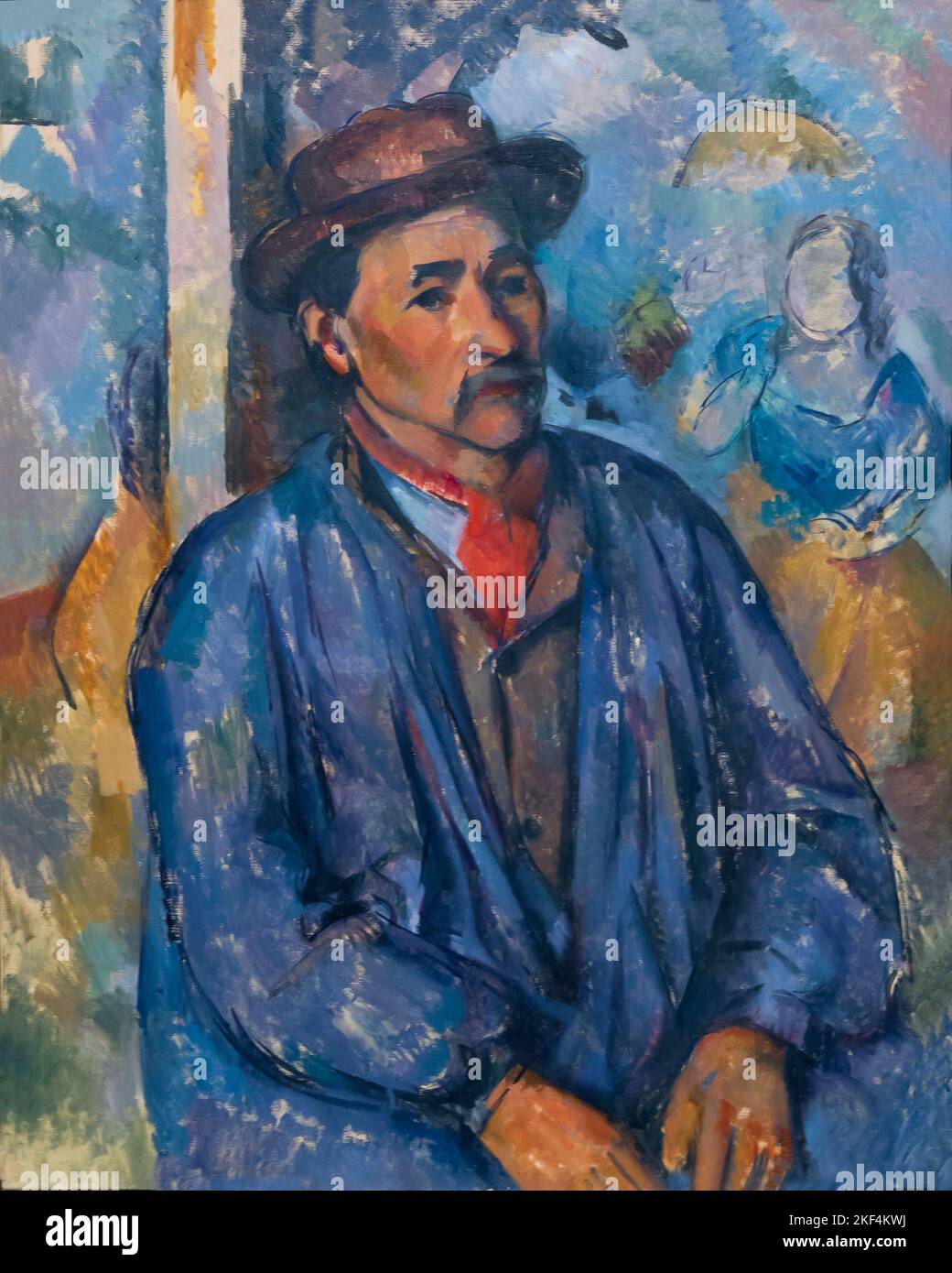 Man in a Blue Smock, Paul Cezanne, circa 1896-1897, Kimbell Art Museum, Fort Worth, Texas Stock ...