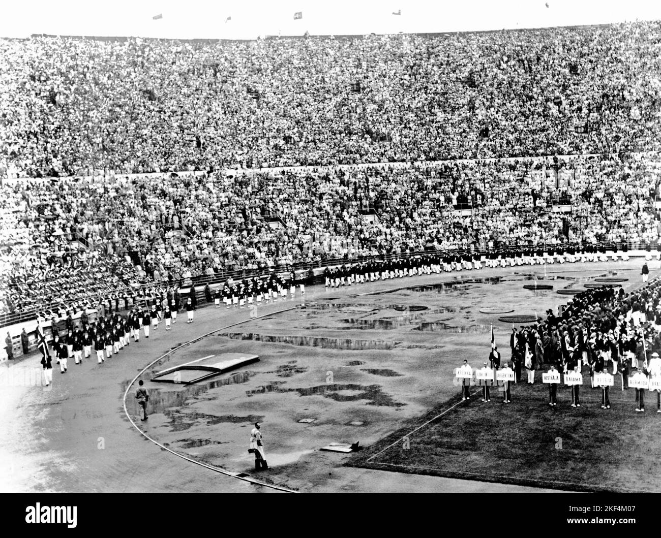 The Great Britain contingent march round the Olympic Stadium at the ...