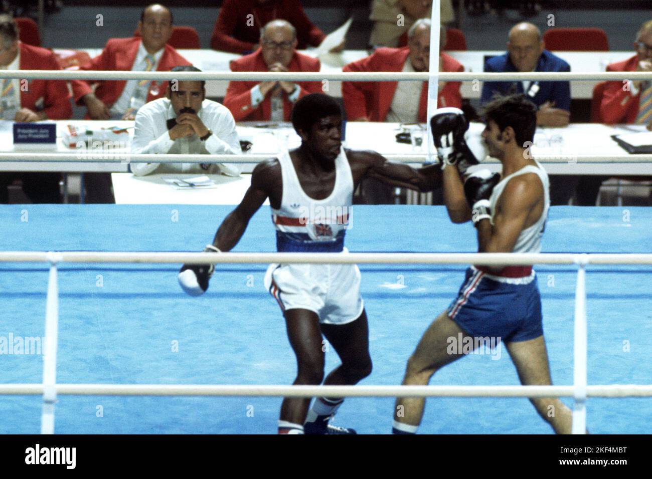 British boxer Clinton McKenzie (left) lands a punch on Puerto Rico's ...
