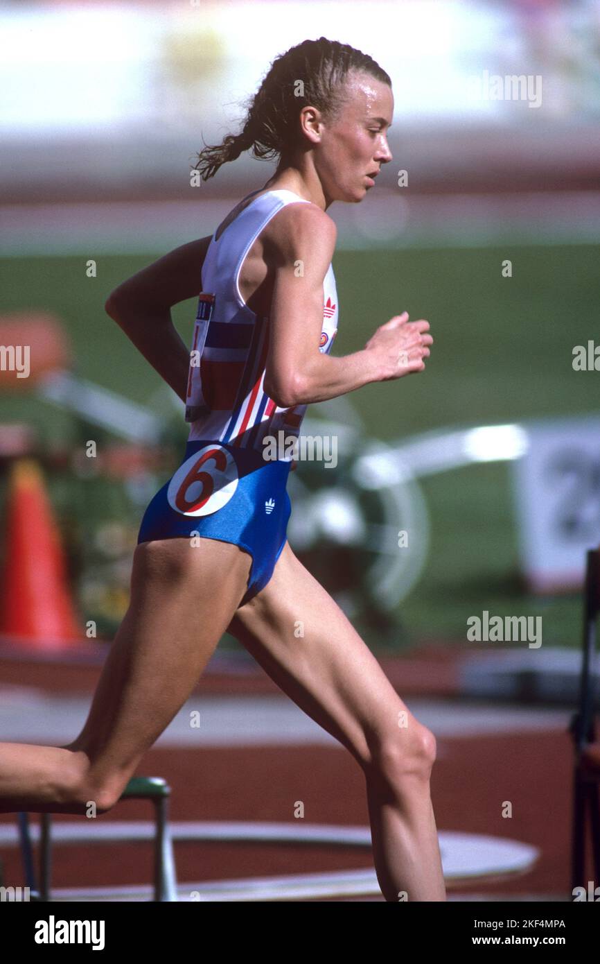 Great Britain's Liz McColgan on her way to winning the silver medal in ...