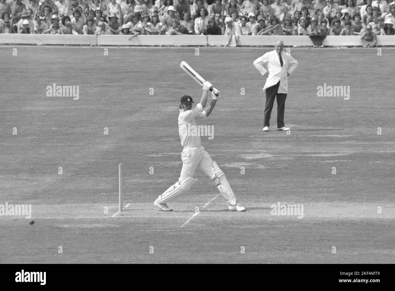 Tony Greig on his way to making 96 runs for England Stock Photo - Alamy