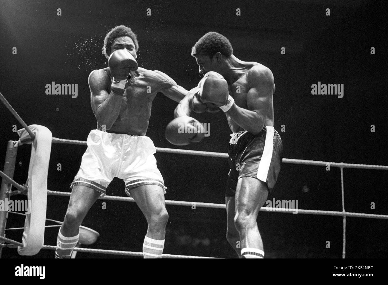 Challenger Sylvester Mittee (l) in action against champion Clinton ...