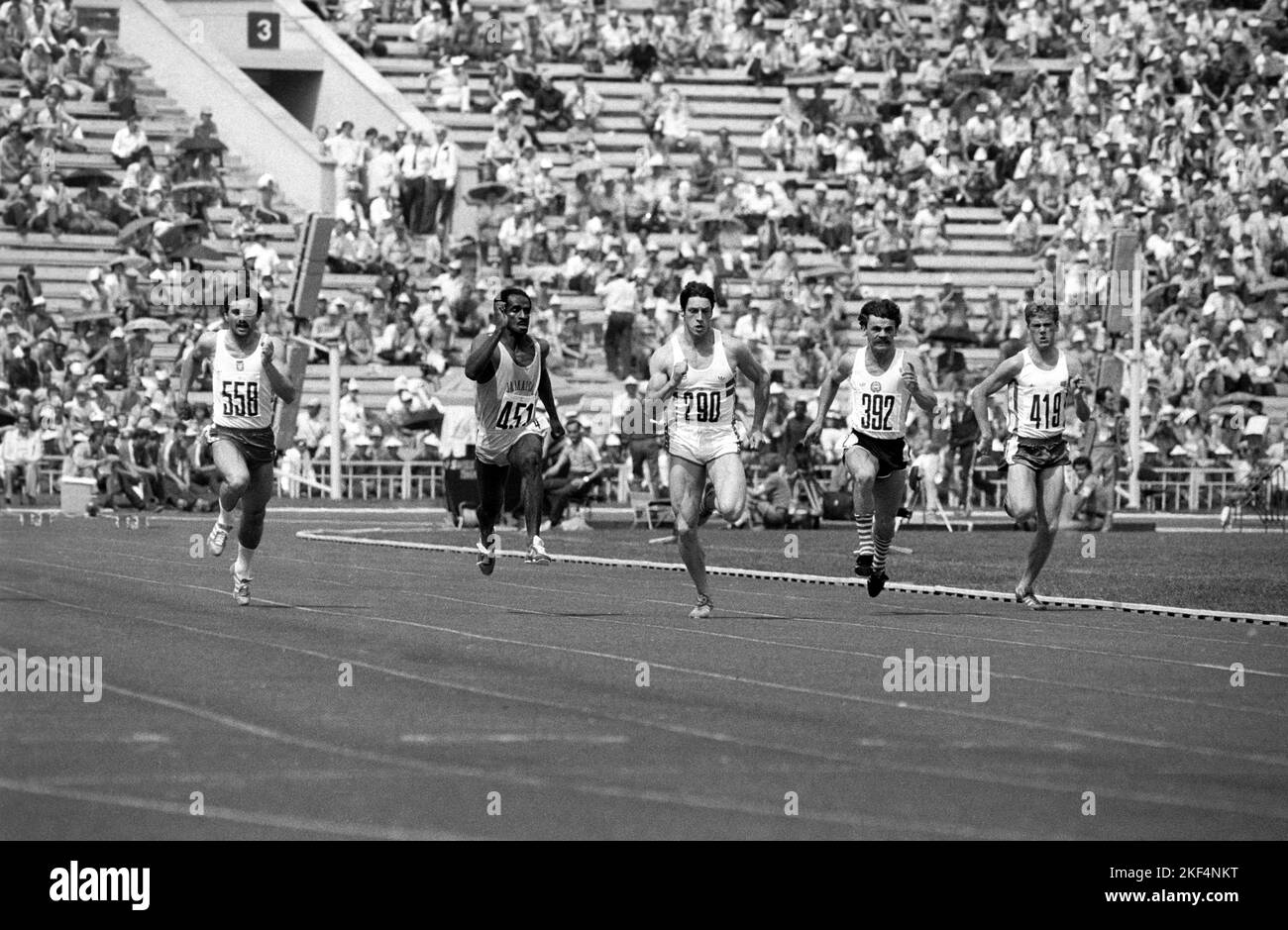 Great Britain's Allan Wells winning his 100m heat. He would go onto win ...