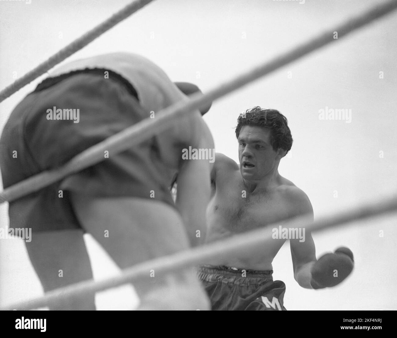 Freddie Mills and Len Harvey during the fight Stock Photo - Alamy