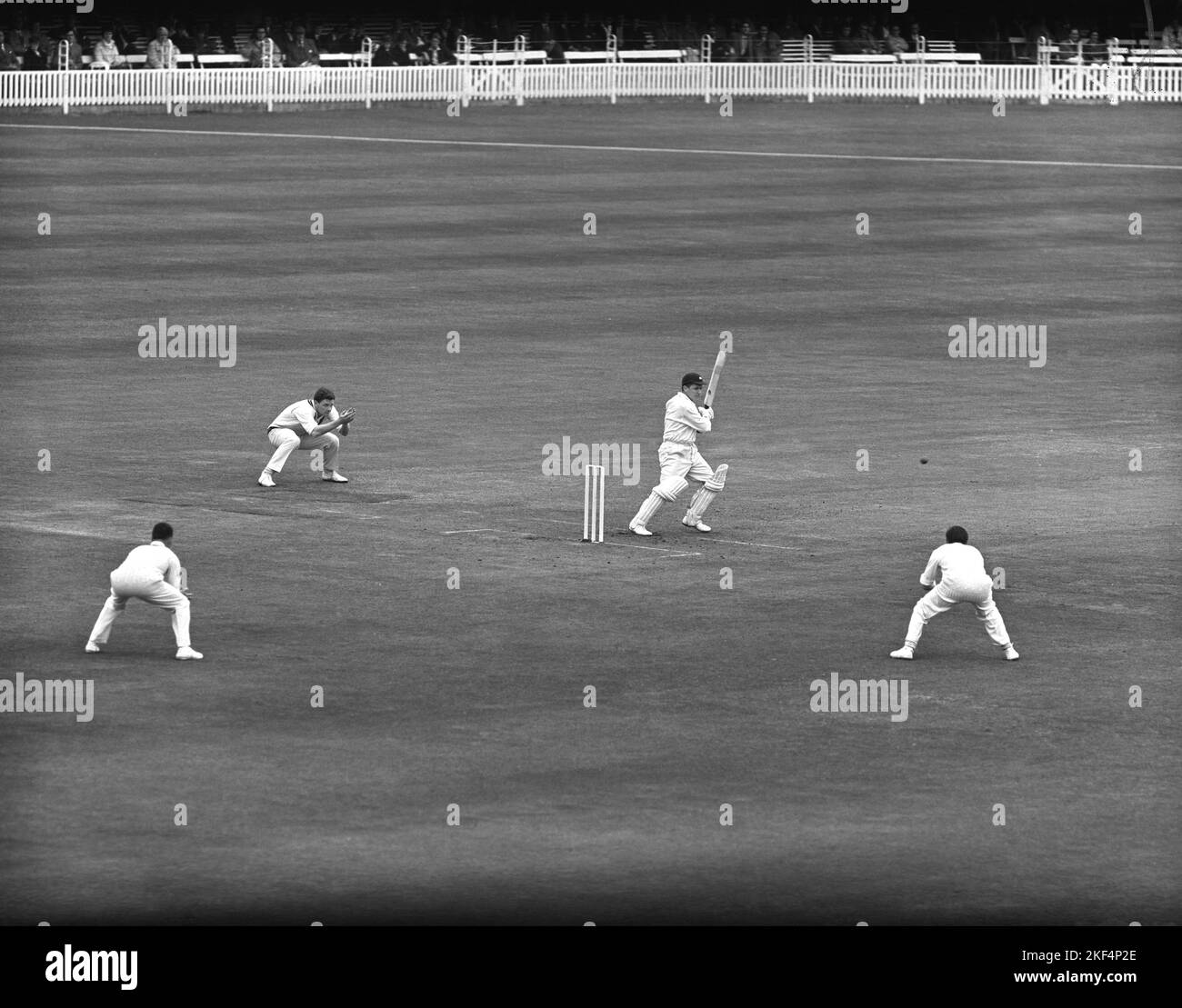 Phil Sharpe, playing for Players, cuts Ted Dexter, Gentlemen, for a ...