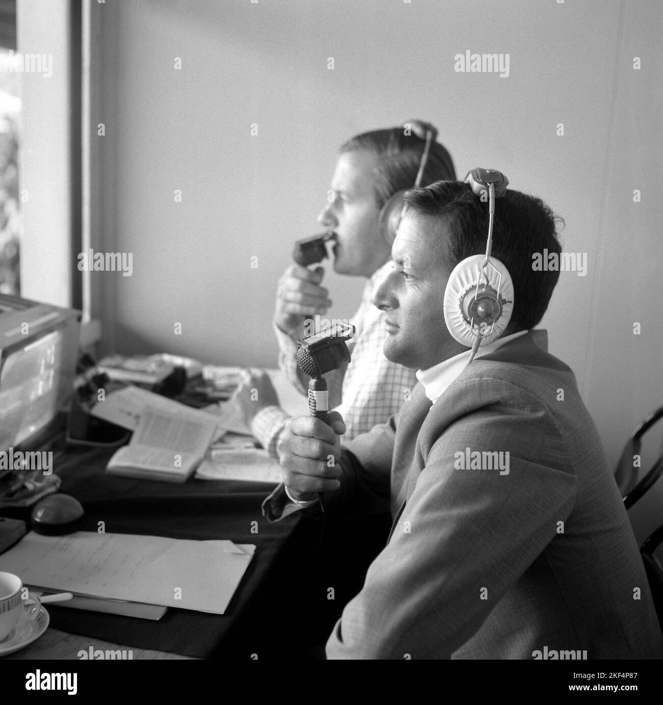 Basil D'Oliveira pictured in the TV commentators box at Lords Cricket ...