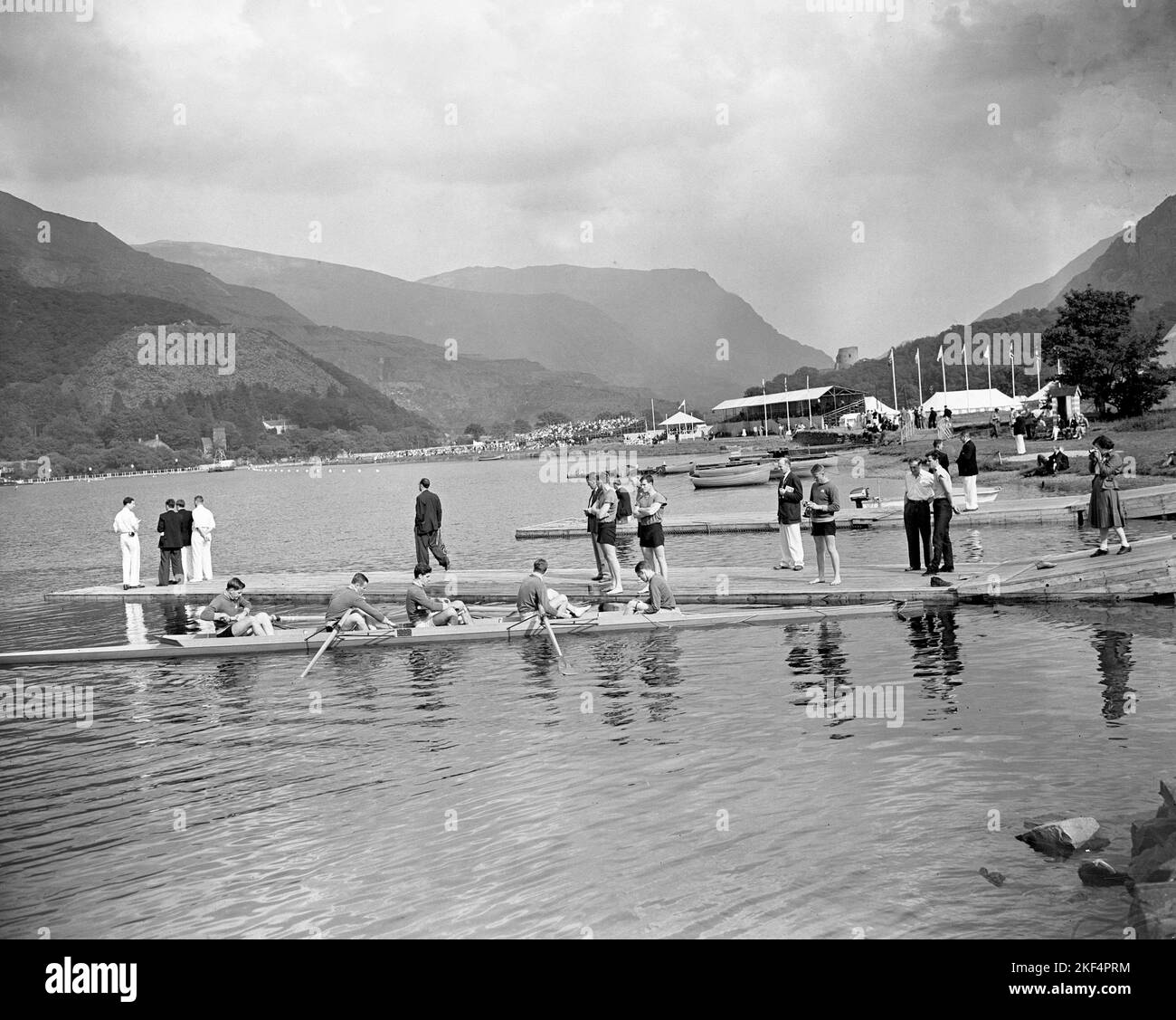 The Australian team take to the water for heat two of the coxed fours ...