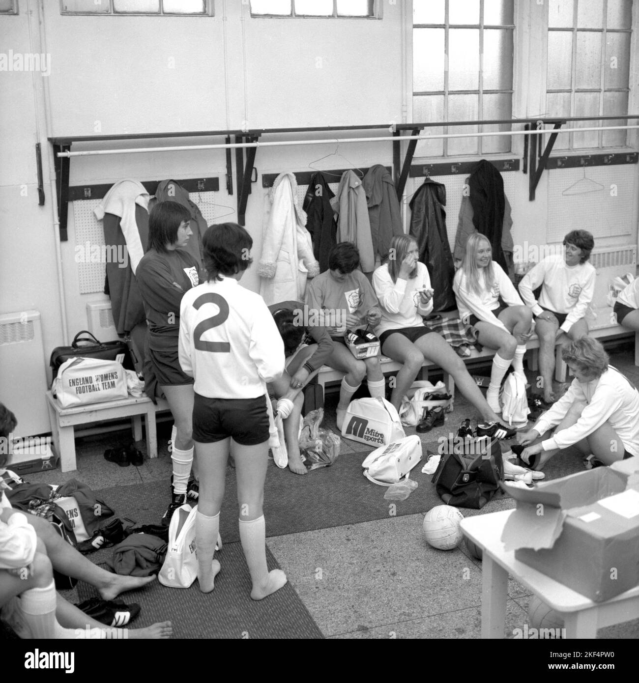 The England women's team in the Wembley Stadium changing rooms after a ...
