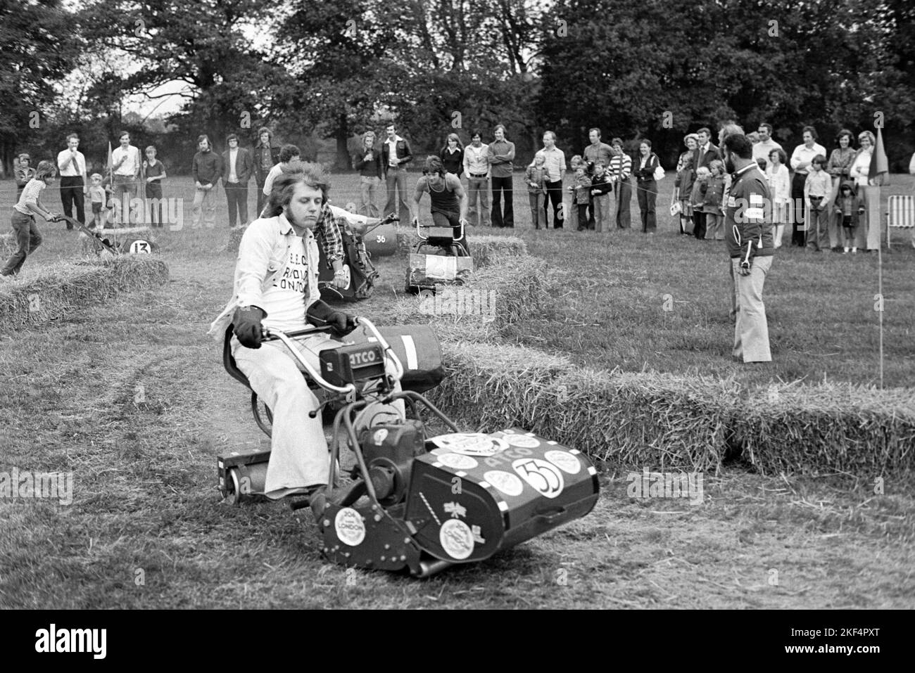 Action from Lawn Mower racing, where competitors race each other on ...