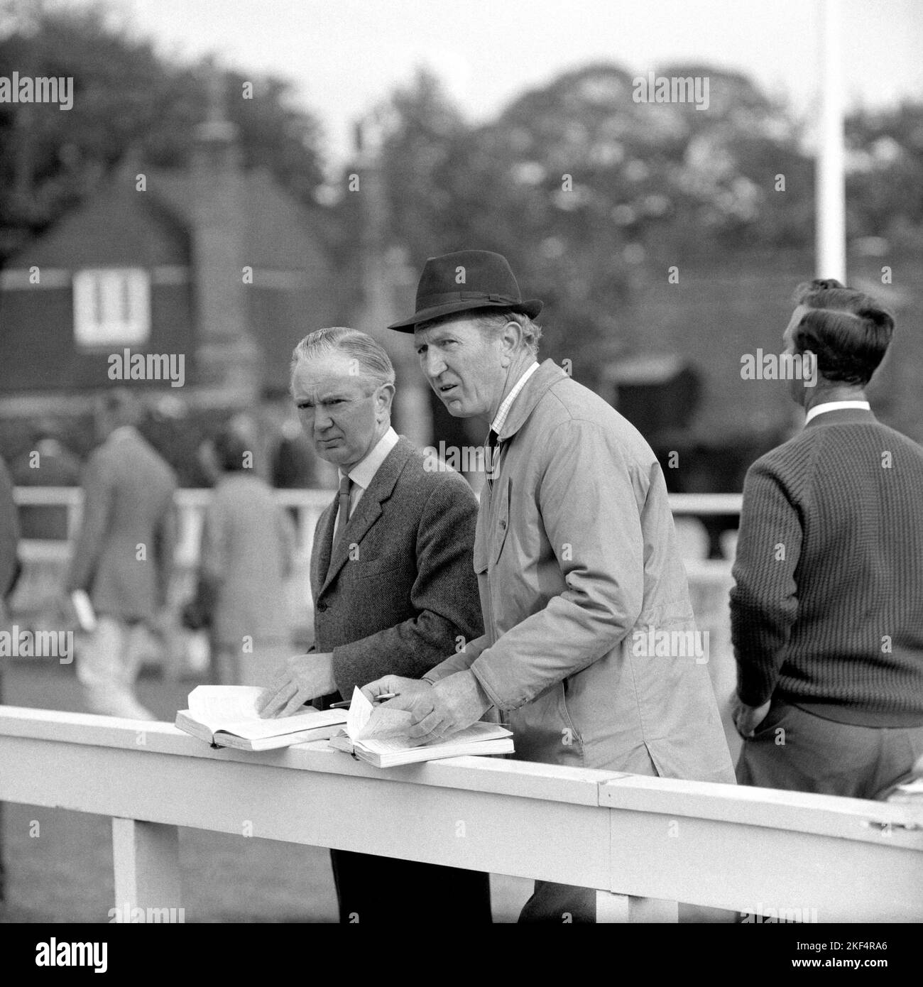 (L-R) Vincent O'Brien and Peter O'Brien take a close look at the stock ...