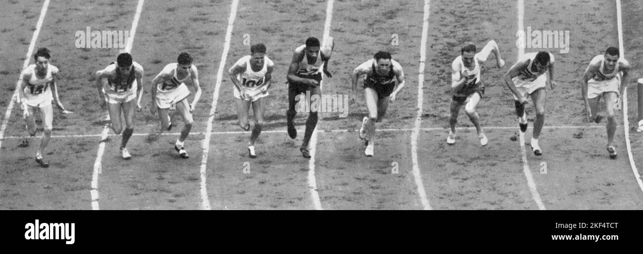 The start of the 800m final: (l-r) Great Britain's John Parlett, France ...