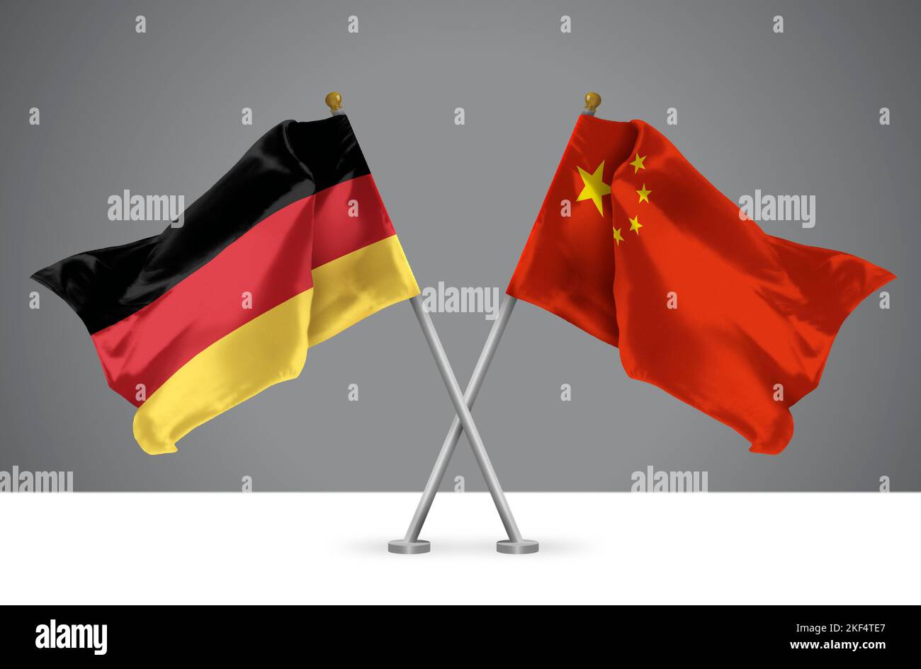 Two Wavy Crossed Flags of China and Germany, Sign of Chinese and German ...