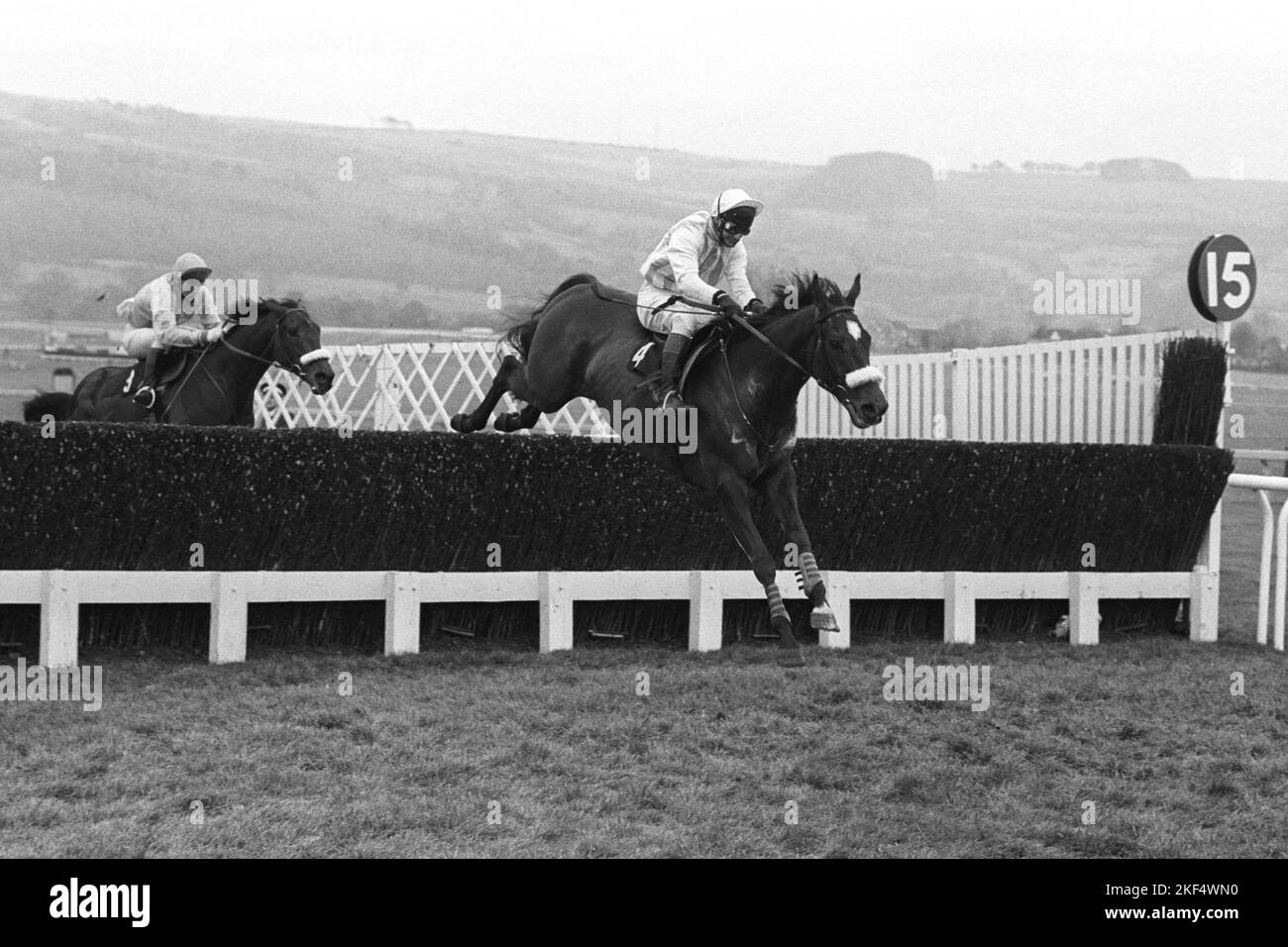 Henry Kissinger, ridden by P Barton, jumps the last to win from Fairy ...
