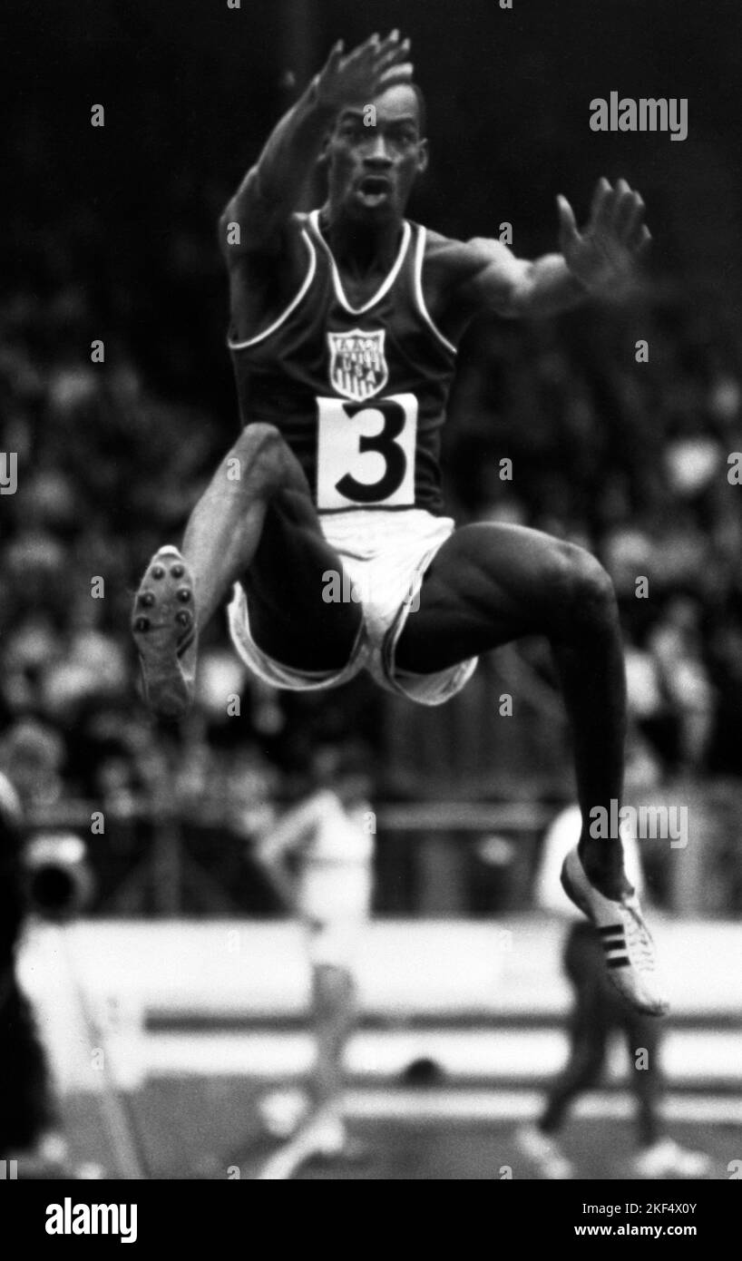Bob Beamon (USA) during the Long Jump event at White City Stadium ...