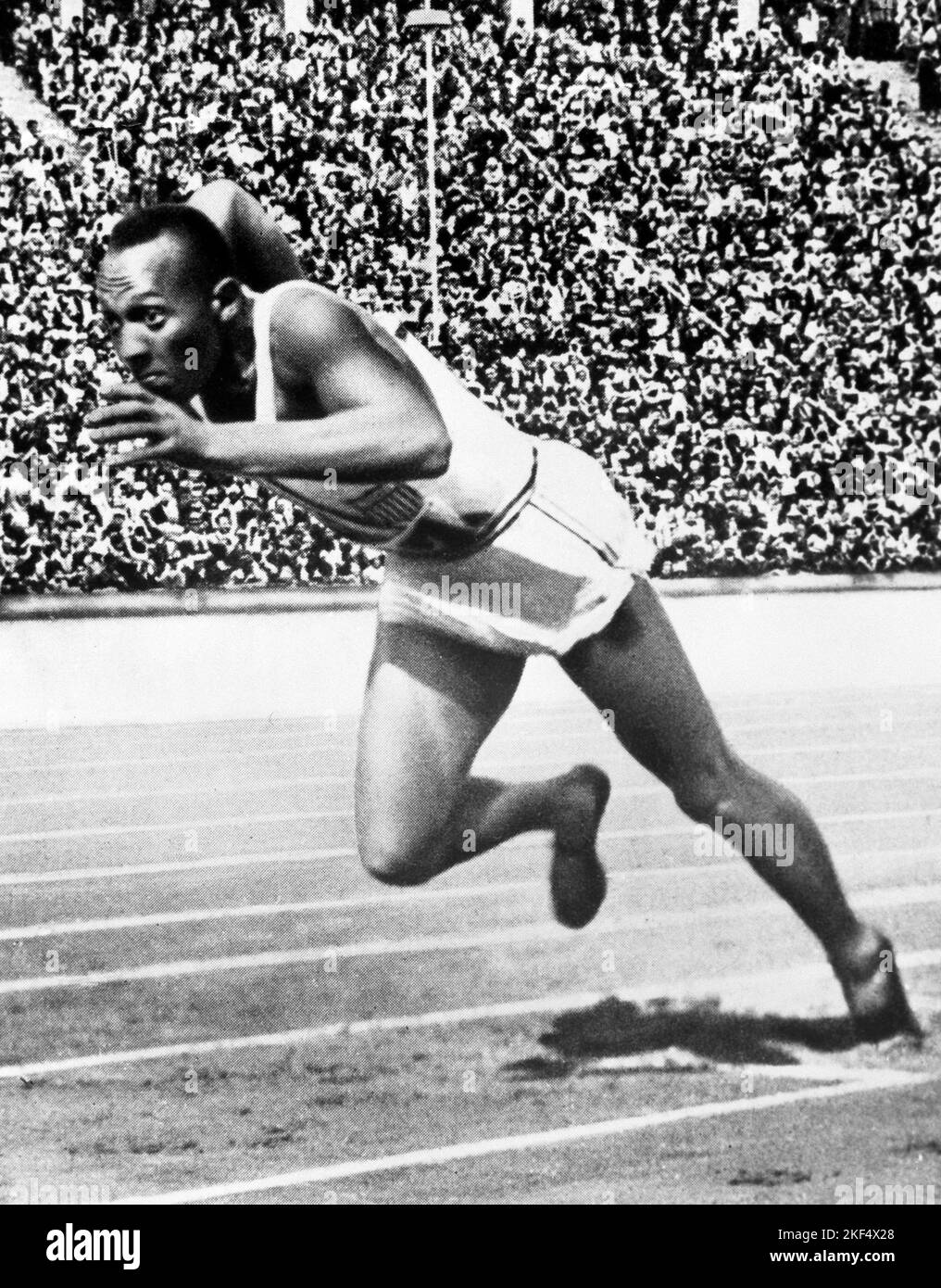 American sprinter Jesse Owens during the Men's 200 metres race Stock ...