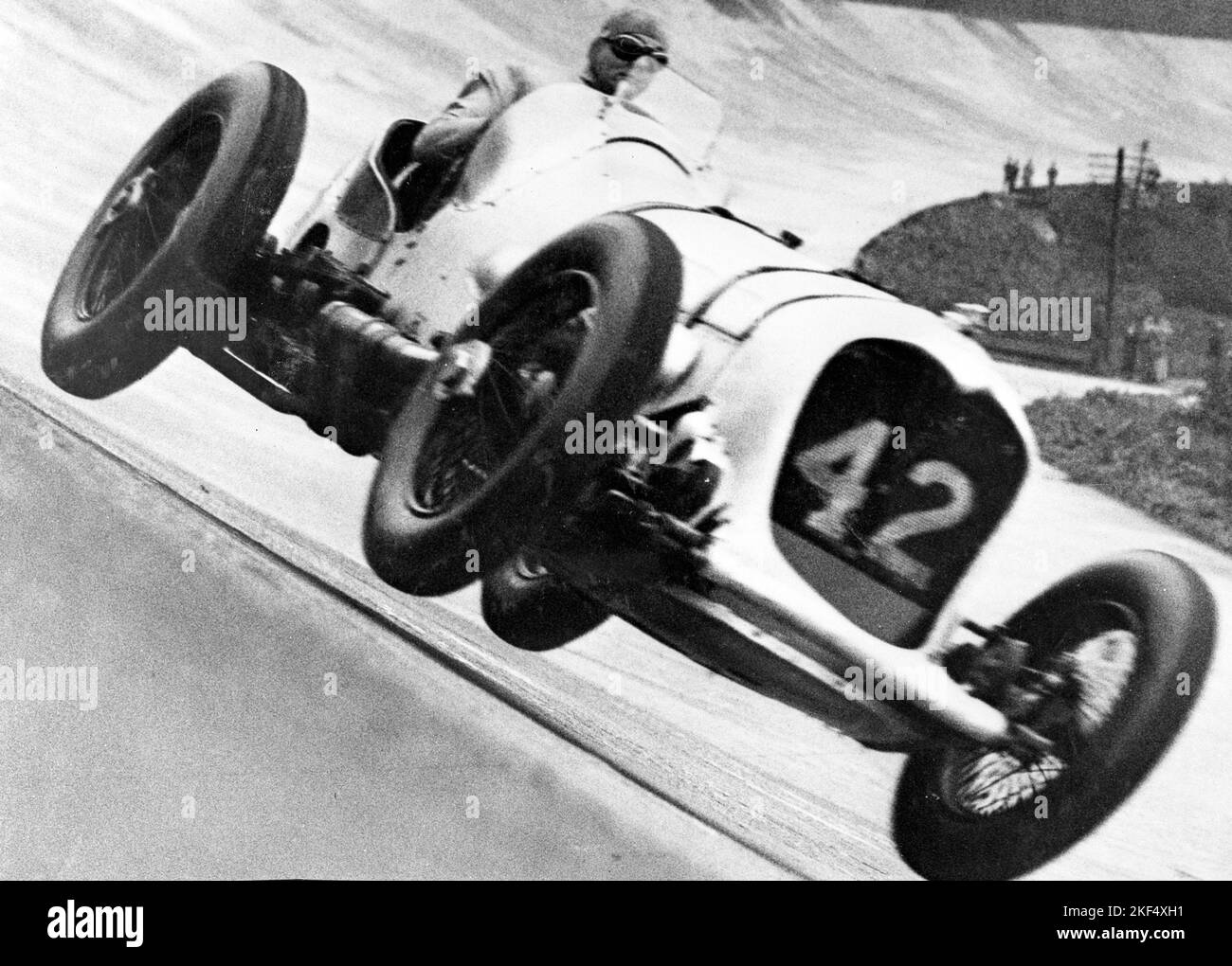 John Cobb in his Napier-Railton car in the 500ml Race at Brooklands ...
