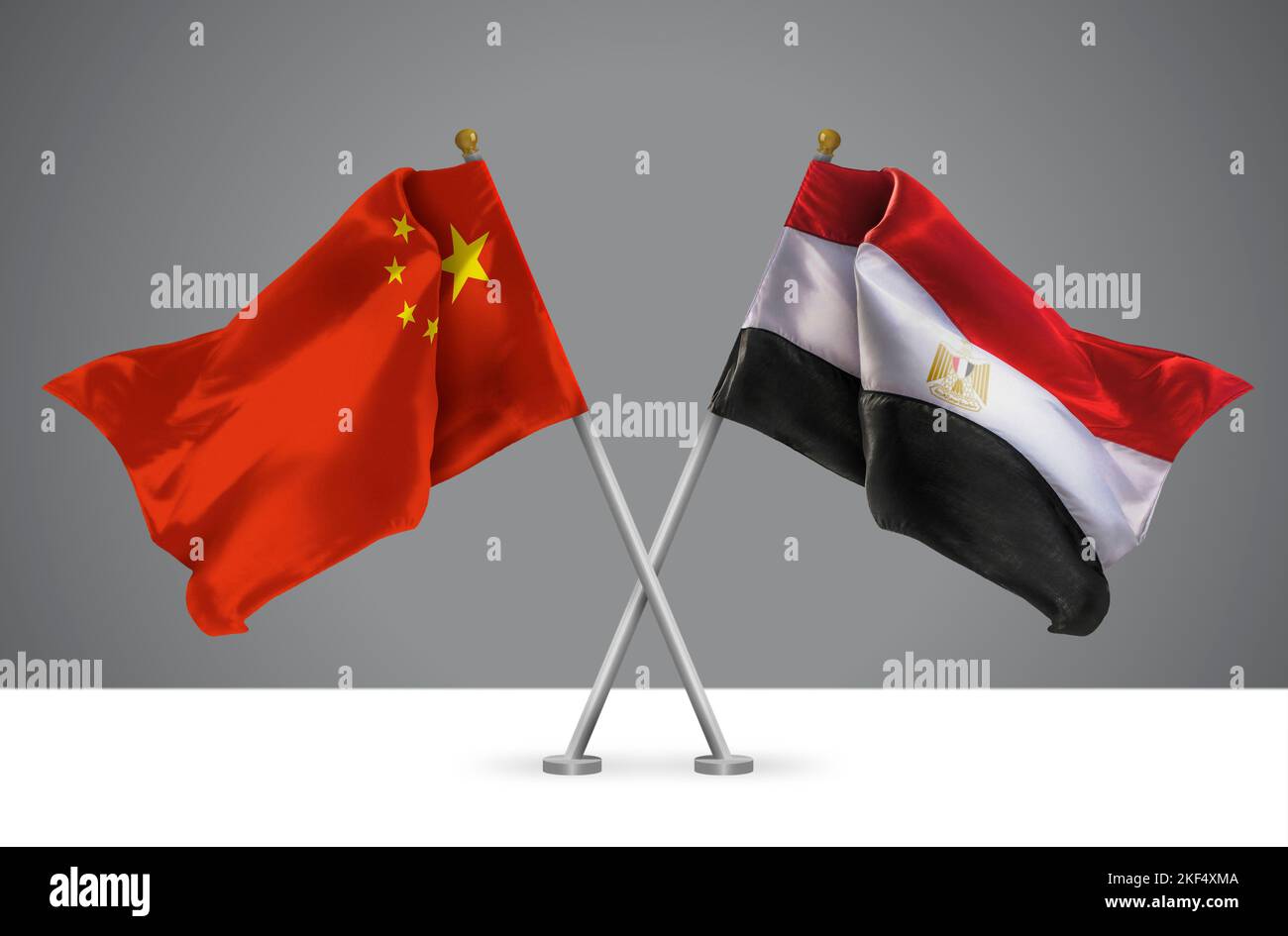 Two Wavy Crossed Flags of China and Egypt, Sign of Chinese and Egyptian ...
