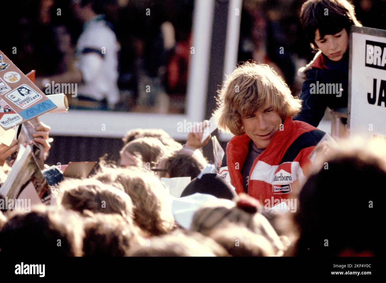 Formula One world champion James Hunt is surrounded by hordes of ...