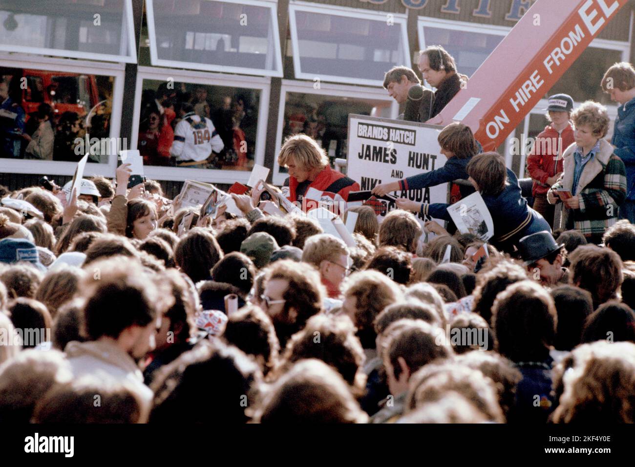 Formula One world champion James Hunt is surrounded by hordes of ...