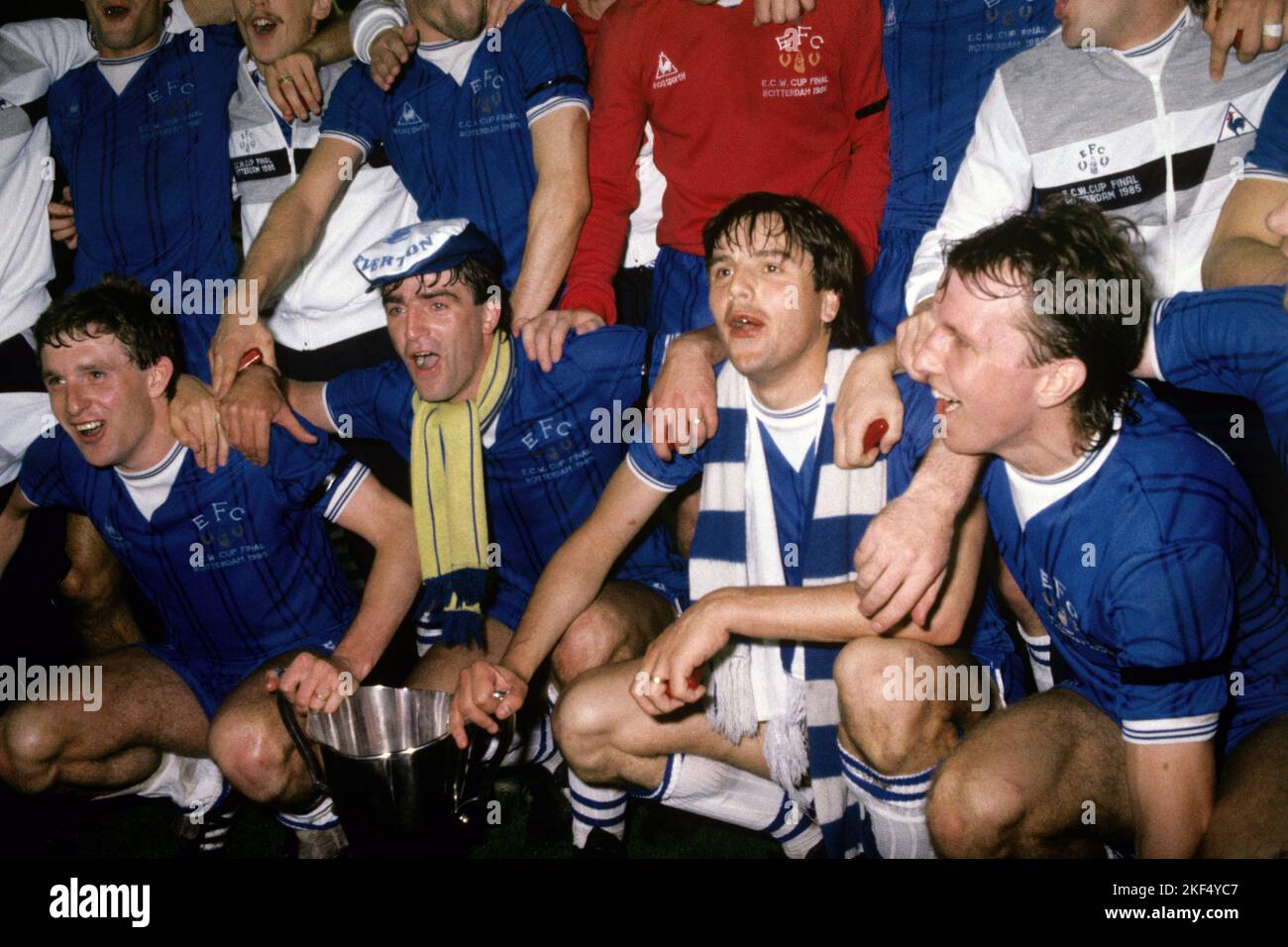 (L-R) Everton's Kevin Sheedy, Kevin Ratcliffe, Graeme Sharp and Trevor ...