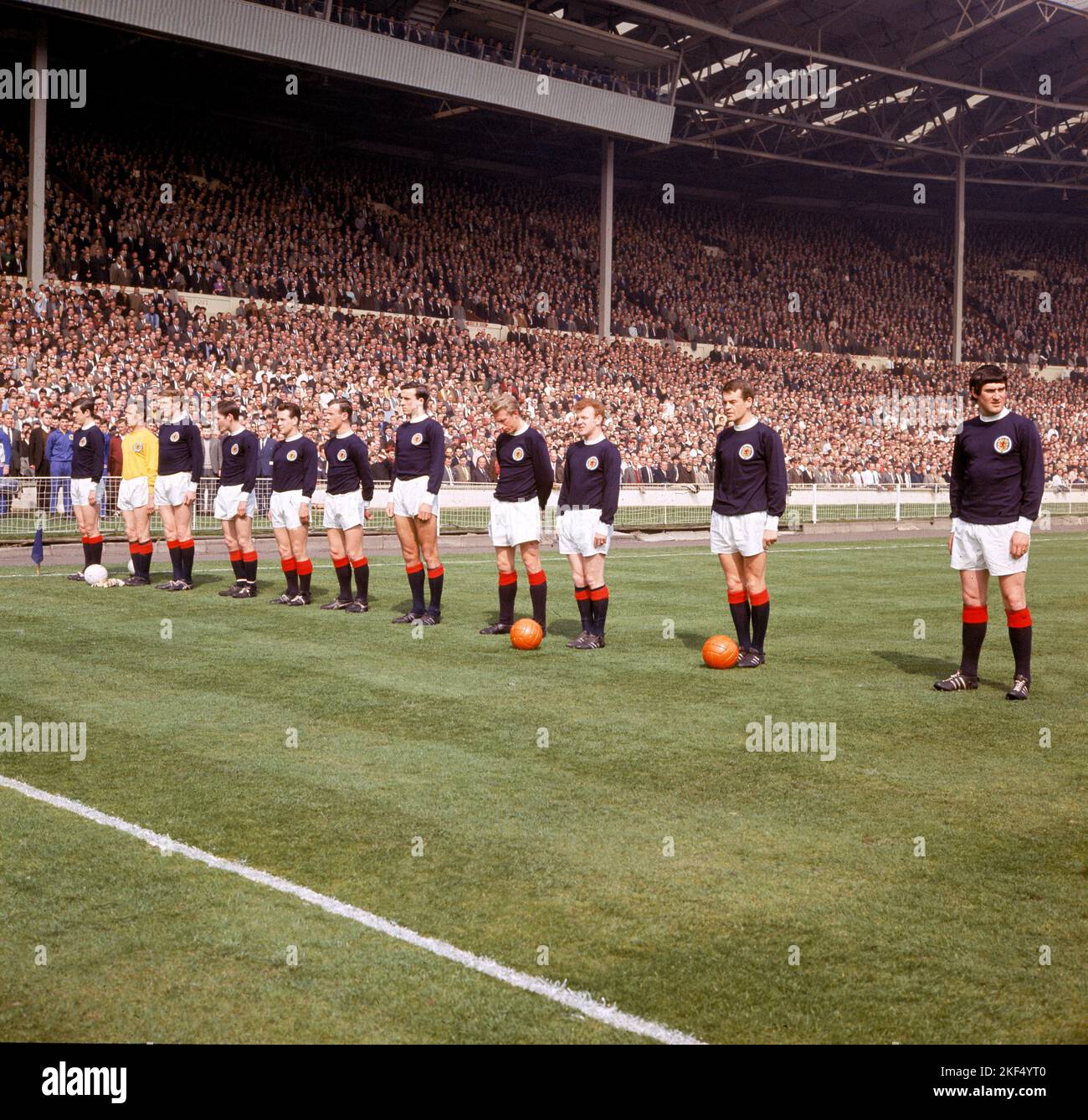Scotland team line up, left to right John Greig, Ronnie Simpson, Tommy ...