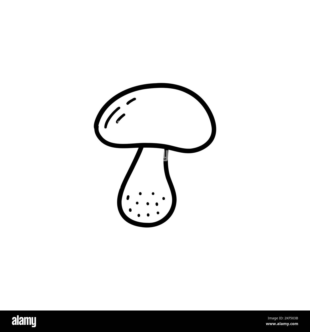 Edible Mushroom On A Thin Stalk Boletus Or White Mushroom Black And White Vector Isolated