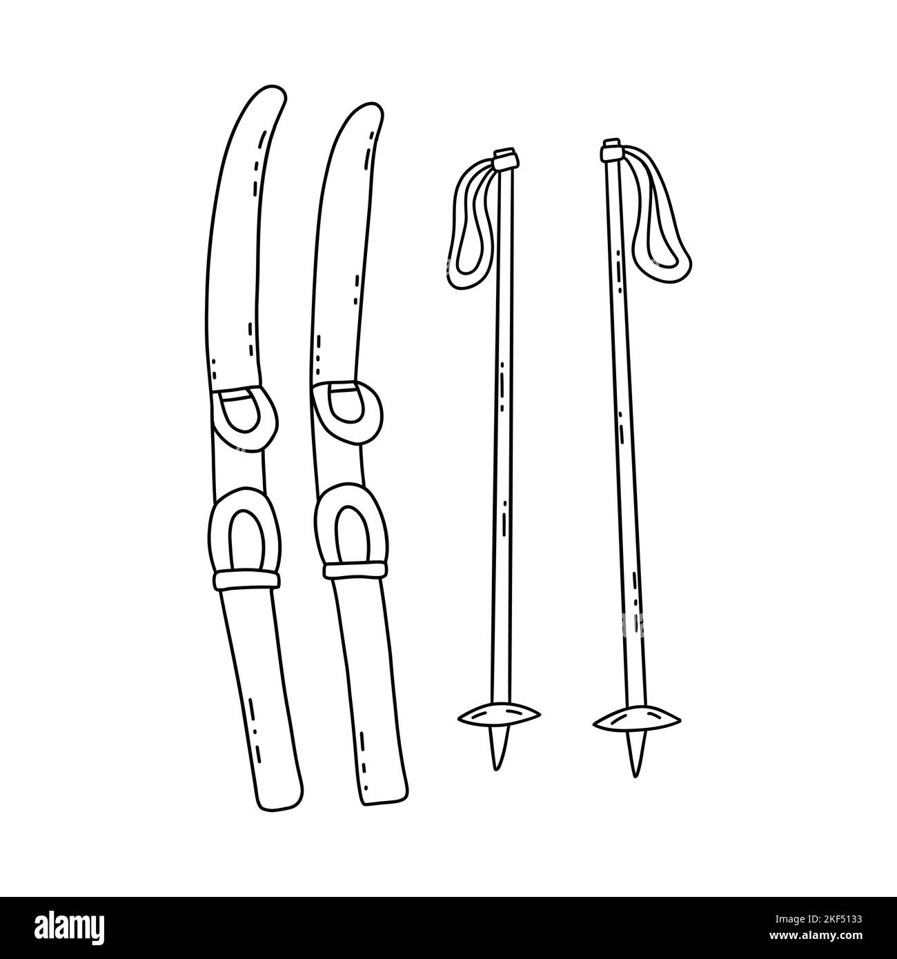 Pair of skis with sticks. Winter sport, leisure and outdoor activity ...