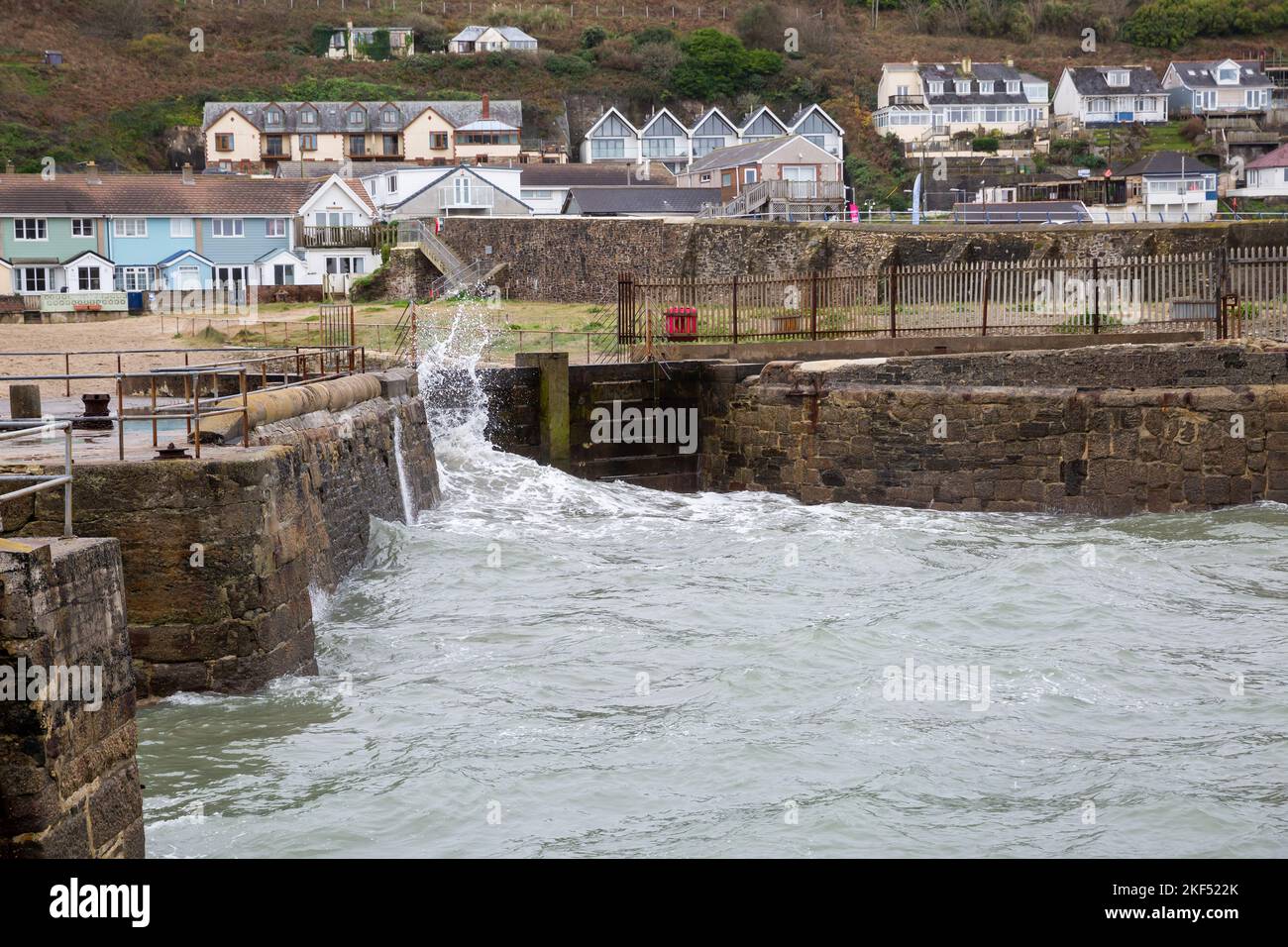 Portreath,Cornwall,16th November 2022,Large waves and stormy seas in ...