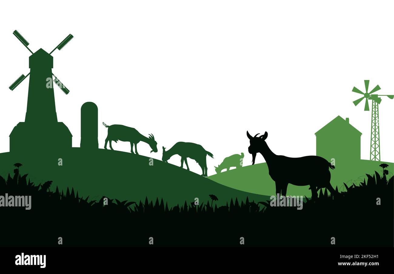 Sheep and cattle goats grazing Stock Vector Images - Alamy