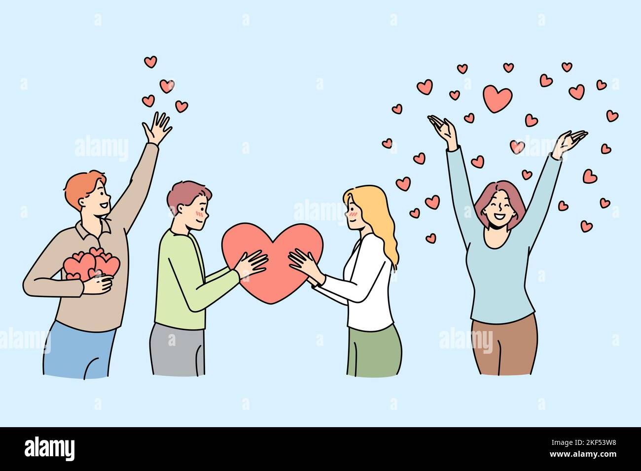 Young men, women hold big heart, give, spread their deep feelings ...