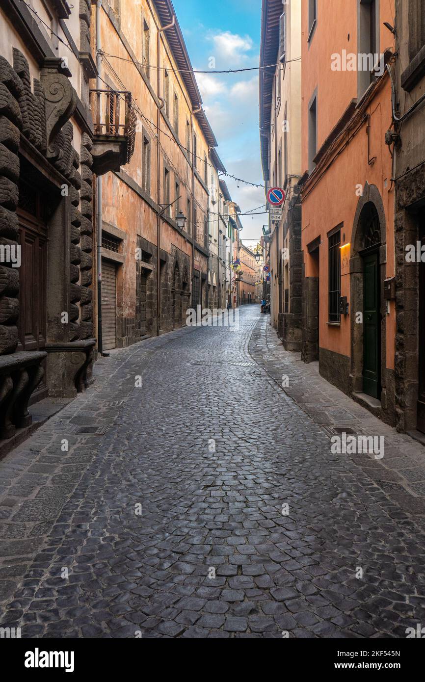 View of streets of little city of Acquapendente, Viterbo, Italy, along ...
