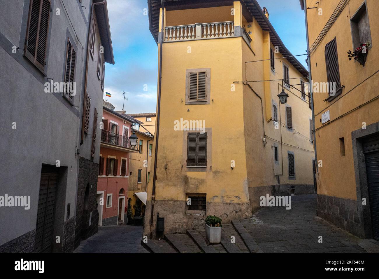 View of streets of little city of Acquapendente, Viterbo, Italy, along ...