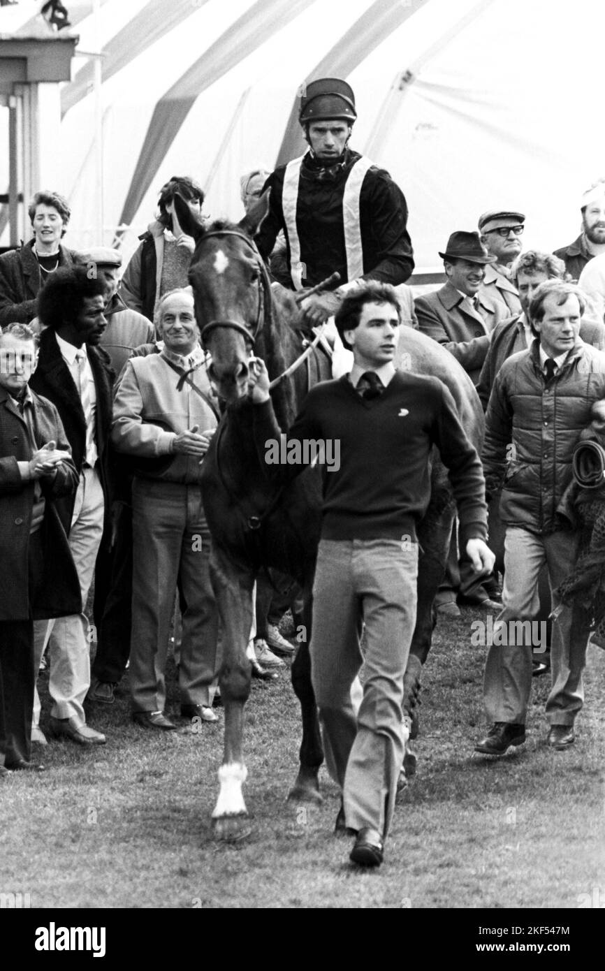 By The Way ridden by R.Earnshaw is lead in by his Trainer, Michael ...